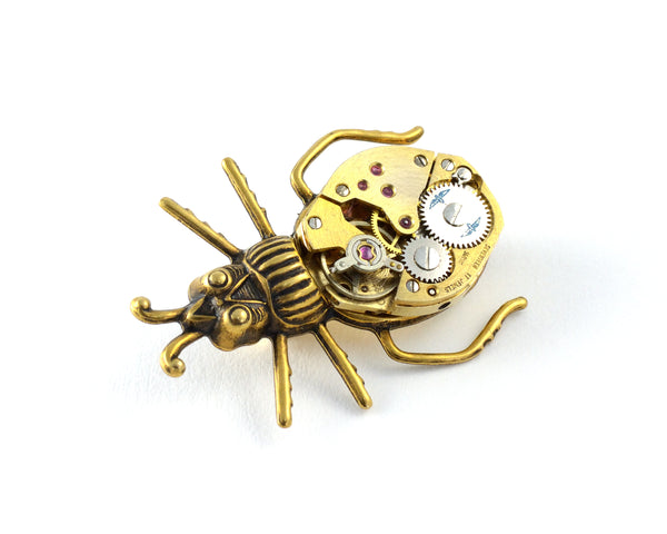 Clockwork Beetle Pin, Steampunk Bug Brooch – Chanchala